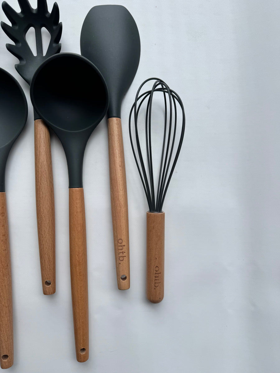 Dark Grey Utensil Set | 11 Piece Kitchen Utensil Set | OUR HOME TO BE ...