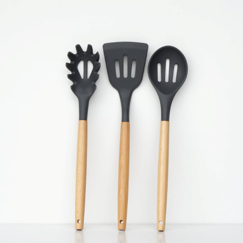 Dark Grey Utensil Set | 11 Piece Kitchen Utensil Set | OUR HOME TO BE ...